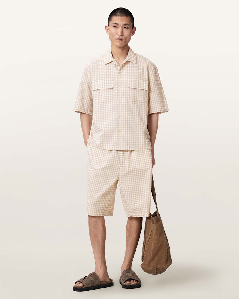 Rockland Oversized Short Sleeve Check Shirt DESERT YELLOW | ALLSAINTS
